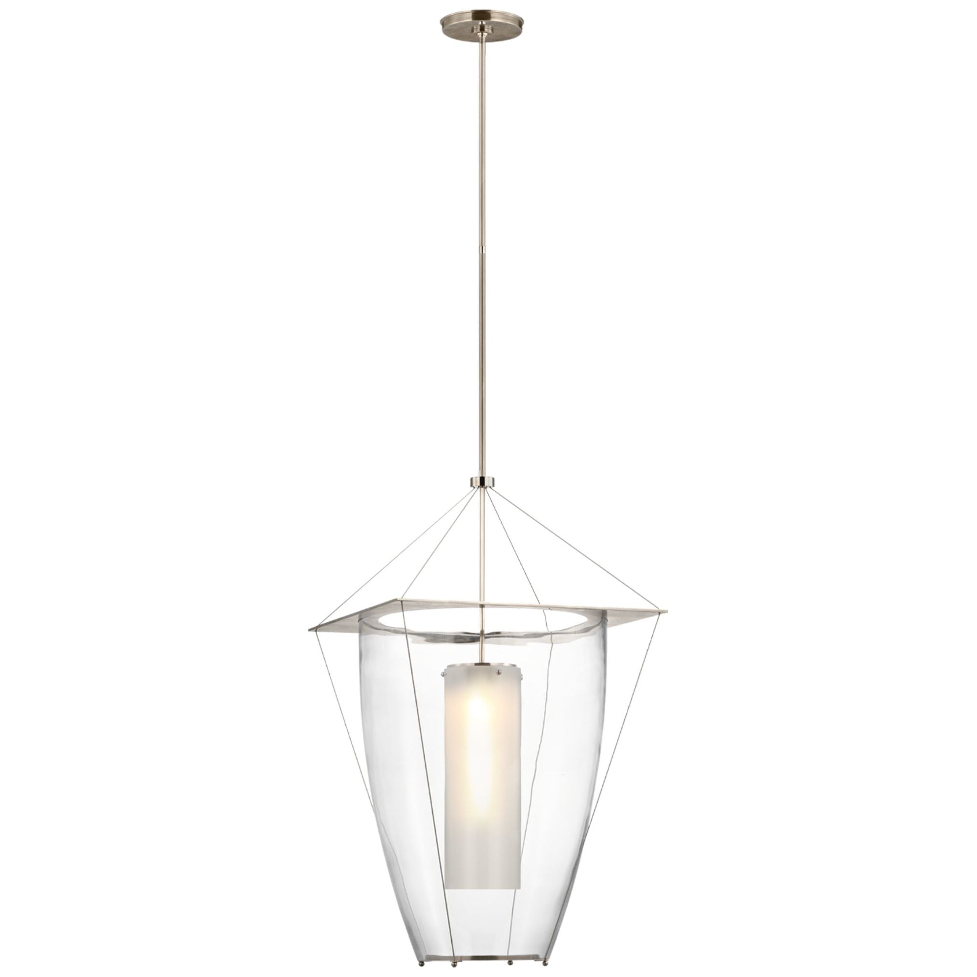 Ray Booth Ovalle 20" Lantern in Antique Nickel with Clear Glass Ceilin