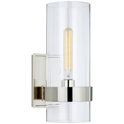 Ian K. Fowler Presidio Small Sconce in Polished Nickel with Clear Glas