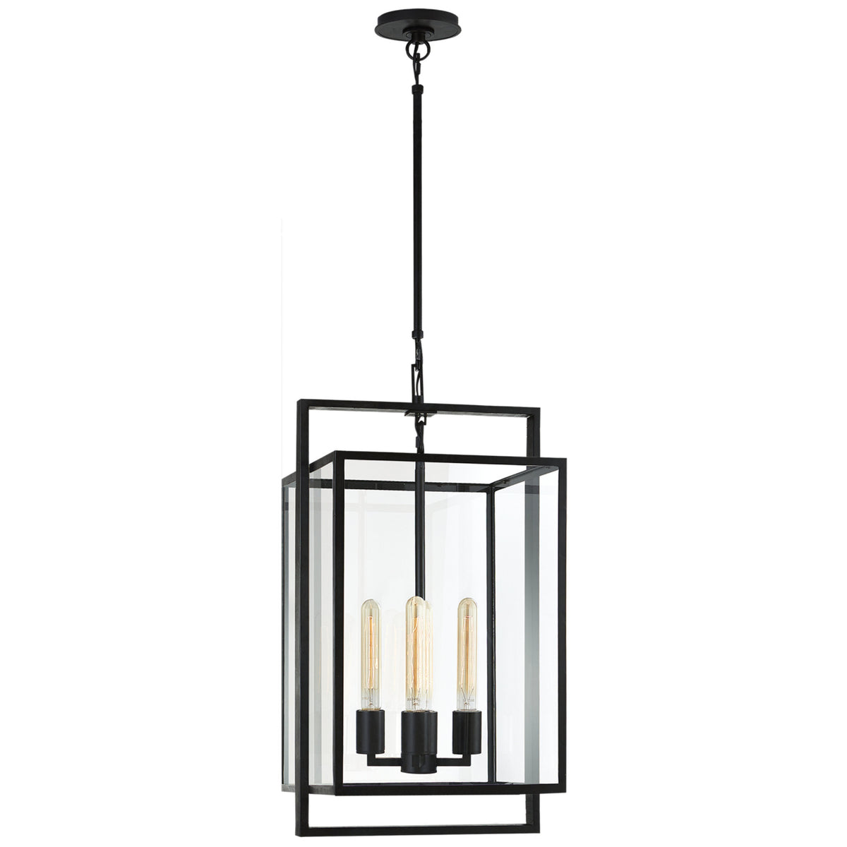 Ian K. Fowler Halle Small Lantern in Aged Iron with Clear Glass Ceilin