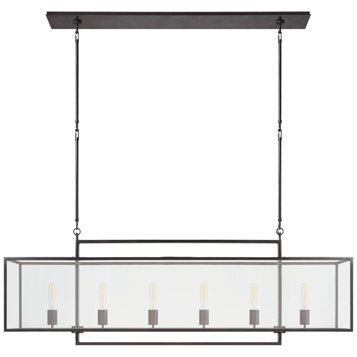 Ian K. Fowler Halle Large Linear Pendant in Aged Iron with Clear Glass