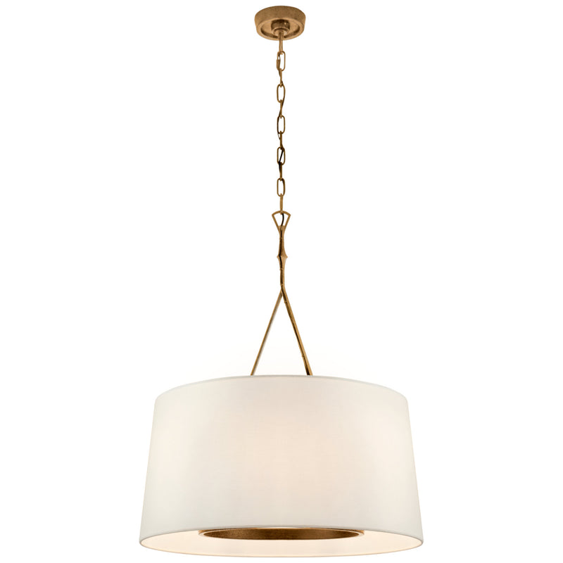Visual Comfort Dauphine Large Hanging Shade in Gilded Iron with Linen