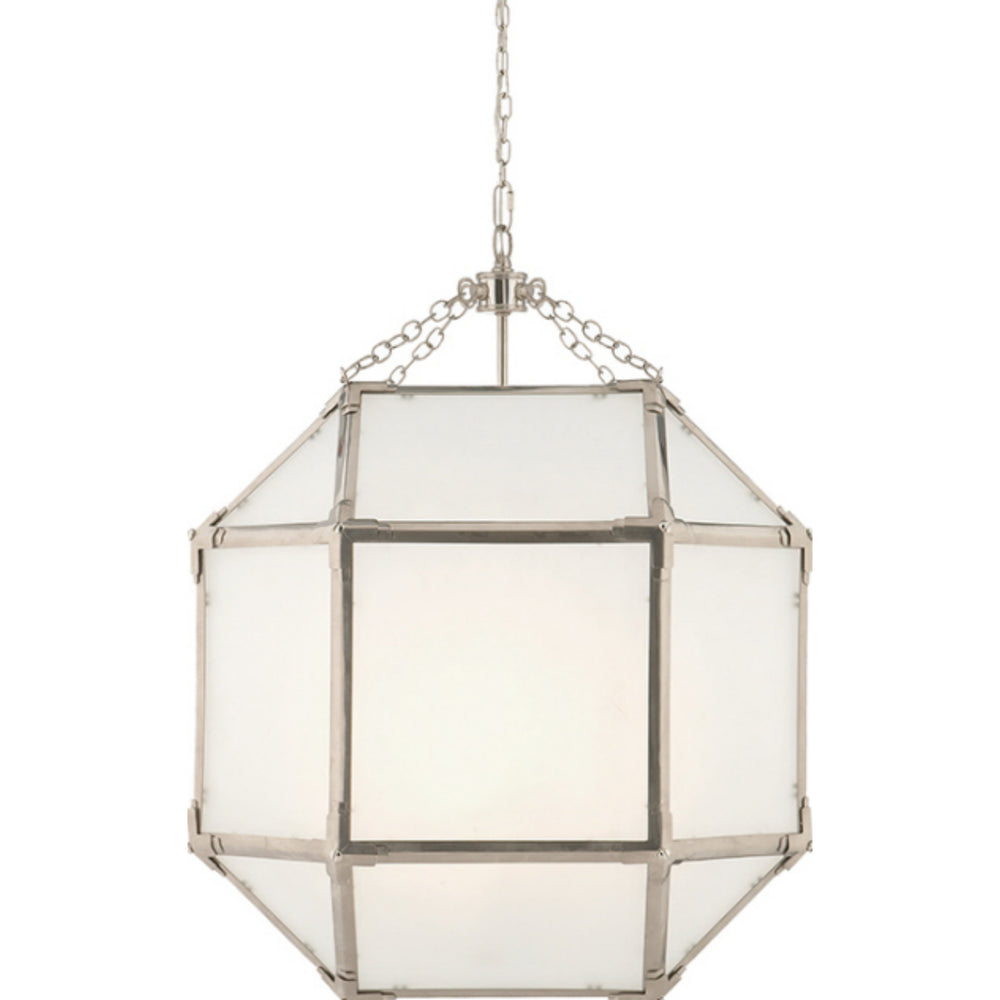 Suzanne Kasler Morris Medium Lantern in Polished Nickel with Frosted G