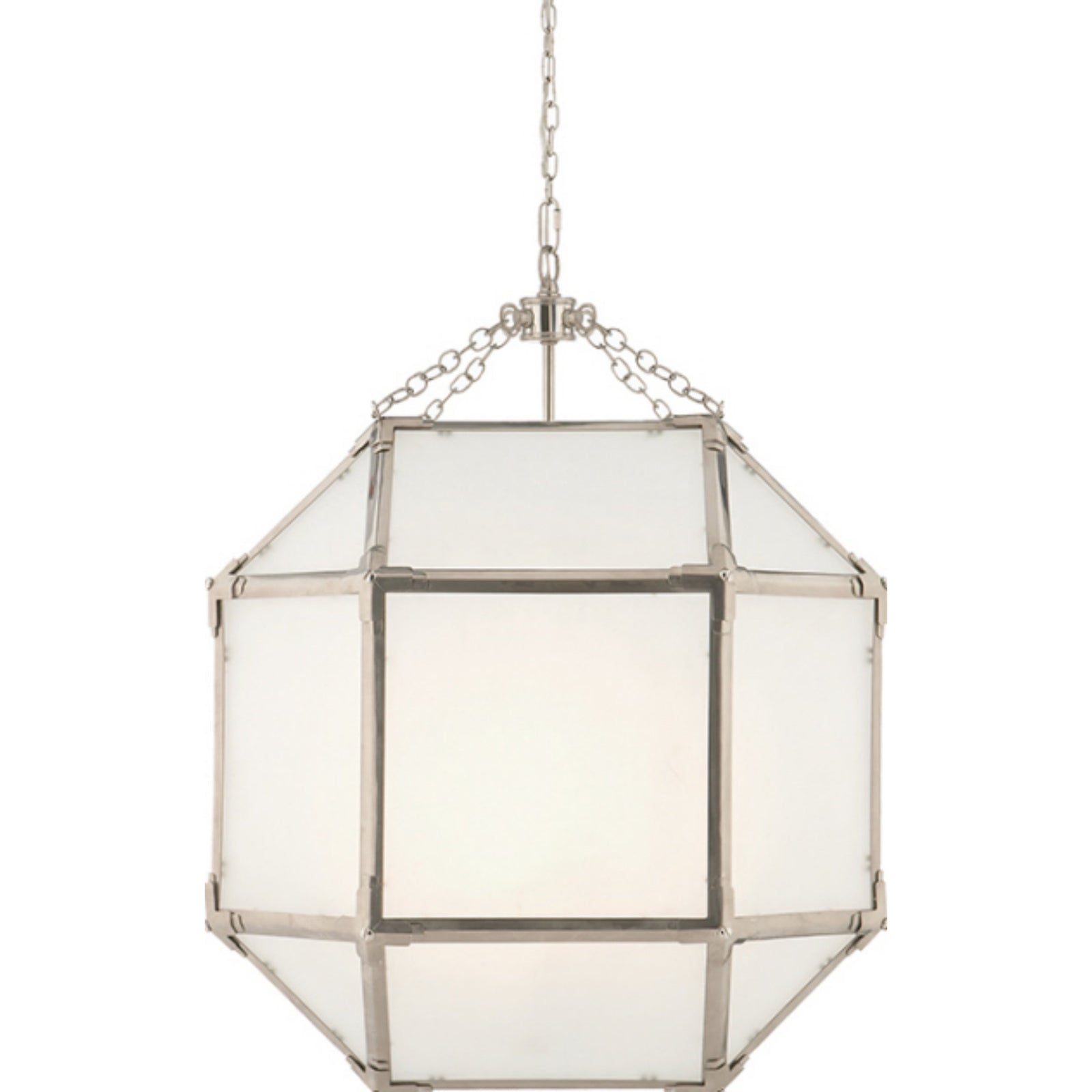 Suzanne Kasler Morris Medium Lantern in Polished Nickel with Frosted G
