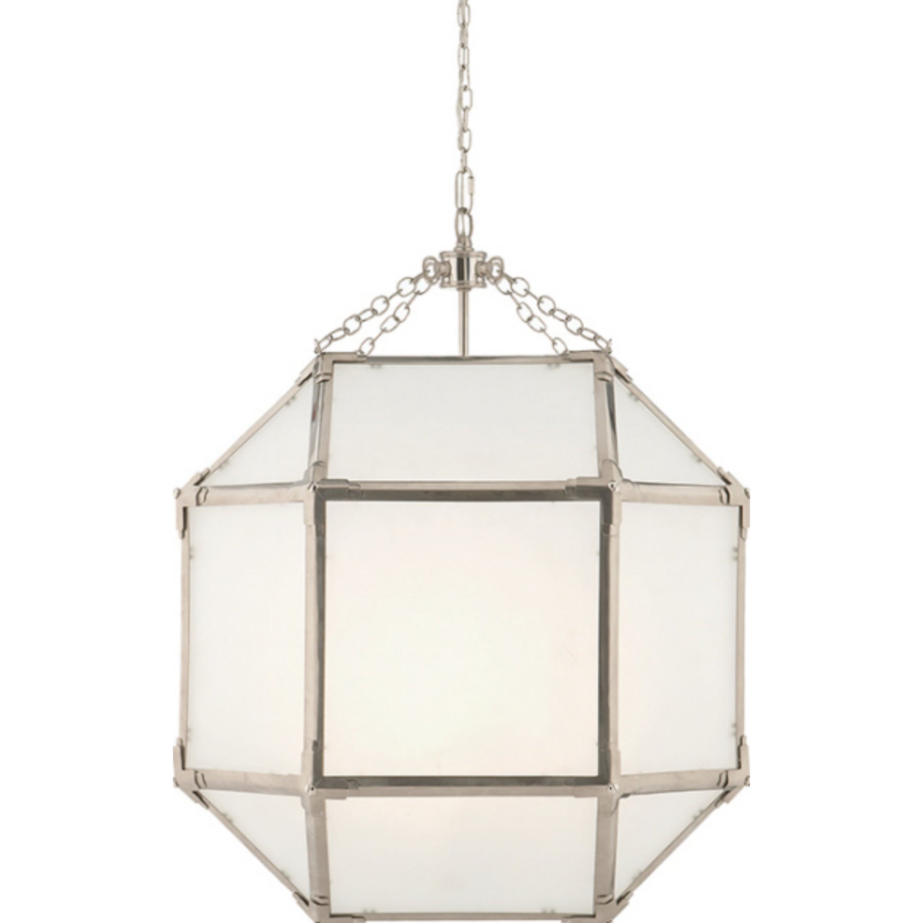 Suzanne Kasler Morris Medium Lantern in Polished Nickel with Frosted G