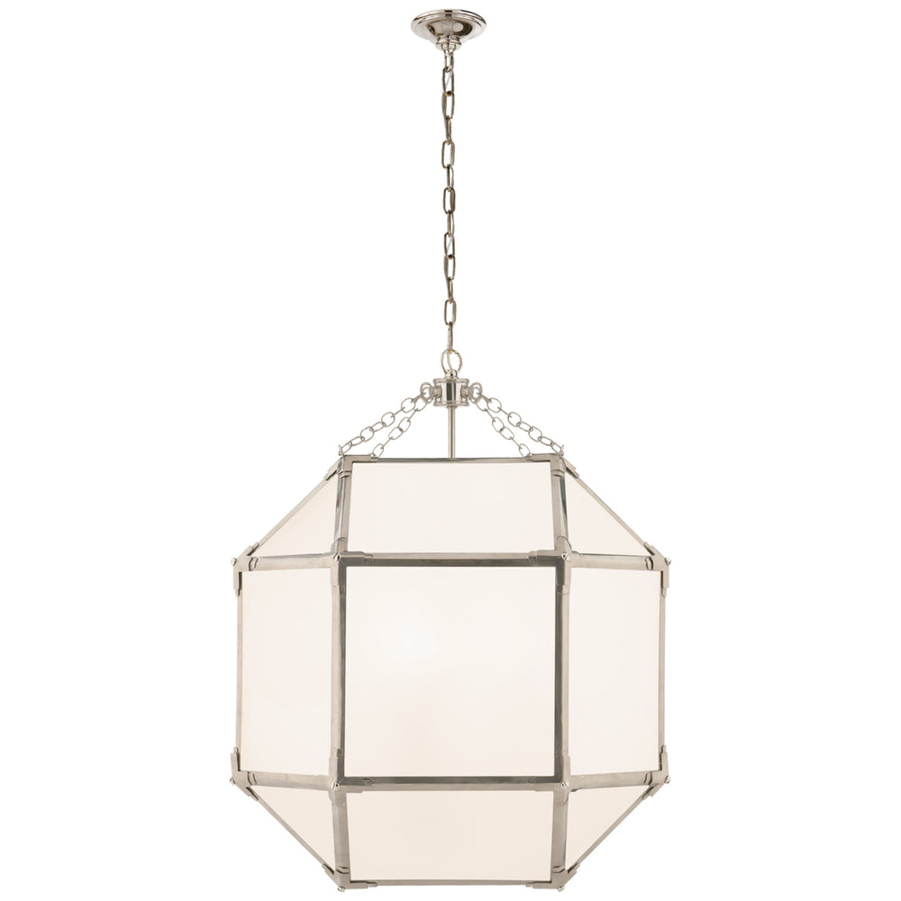 Suzanne Kasler Morris Medium Lantern in Polished Nickel with White Gla