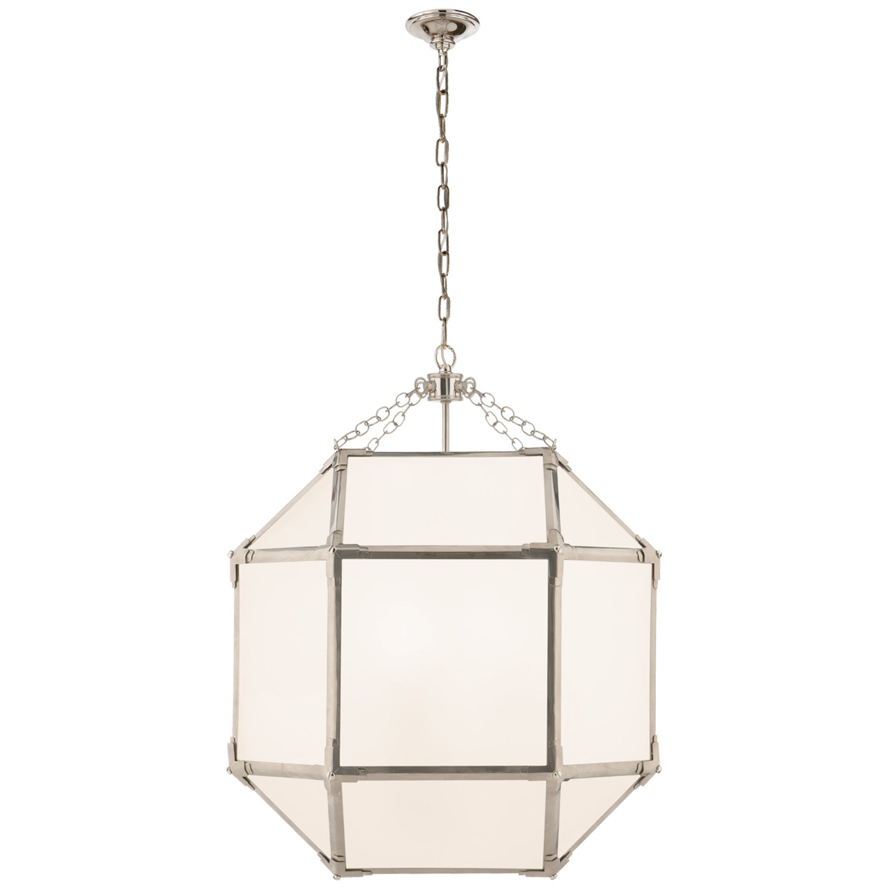 Suzanne Kasler Morris Medium Lantern in Polished Nickel with White Gla