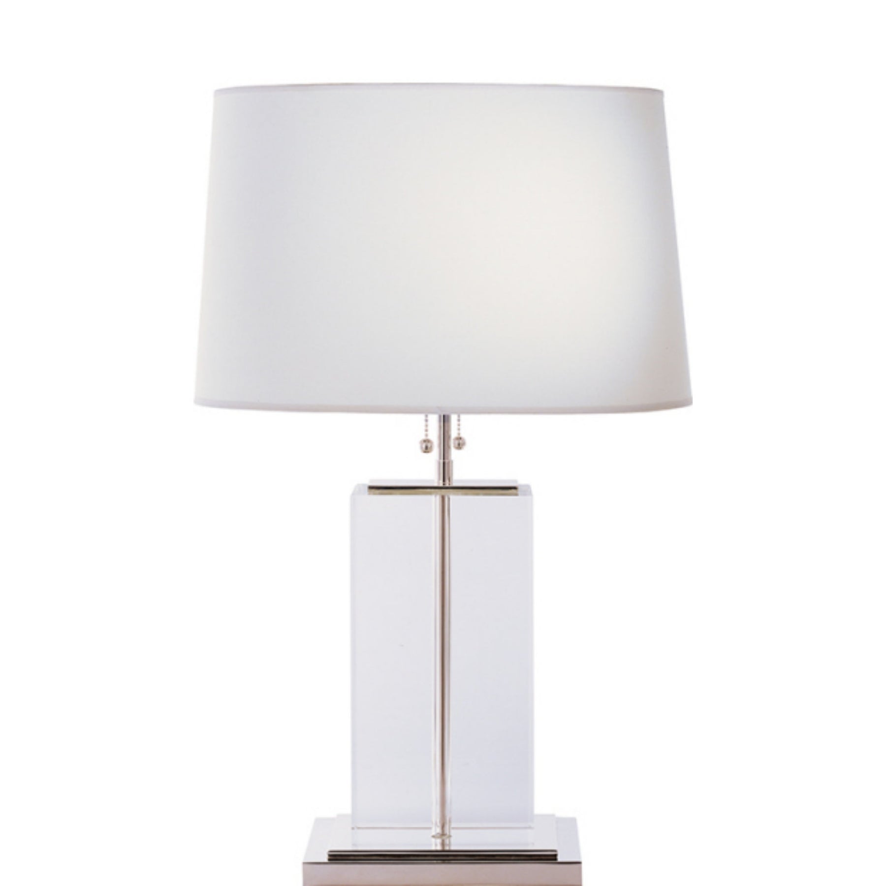 Thomas O'Brien Block Large Table Lamp in Crystal and Polished Silver w