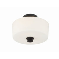 Travis 2 Light Black Forged Semi Flush Mount Glass 12.5"W x 9.25"H x 1